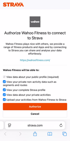 Authorize an app partner to sync routes, planned workouts, completed ...